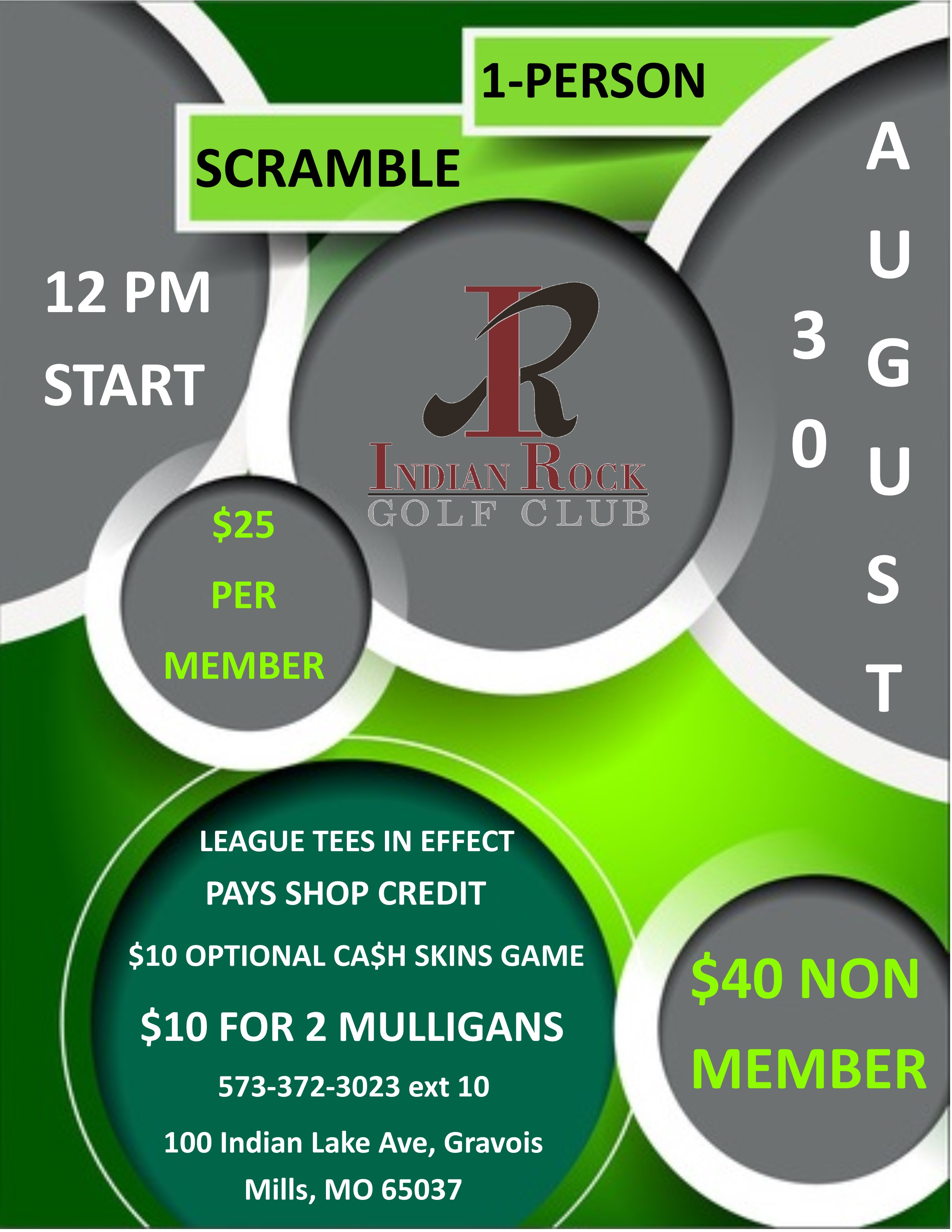 1 Person Scramble - Indian Rock Golf Club